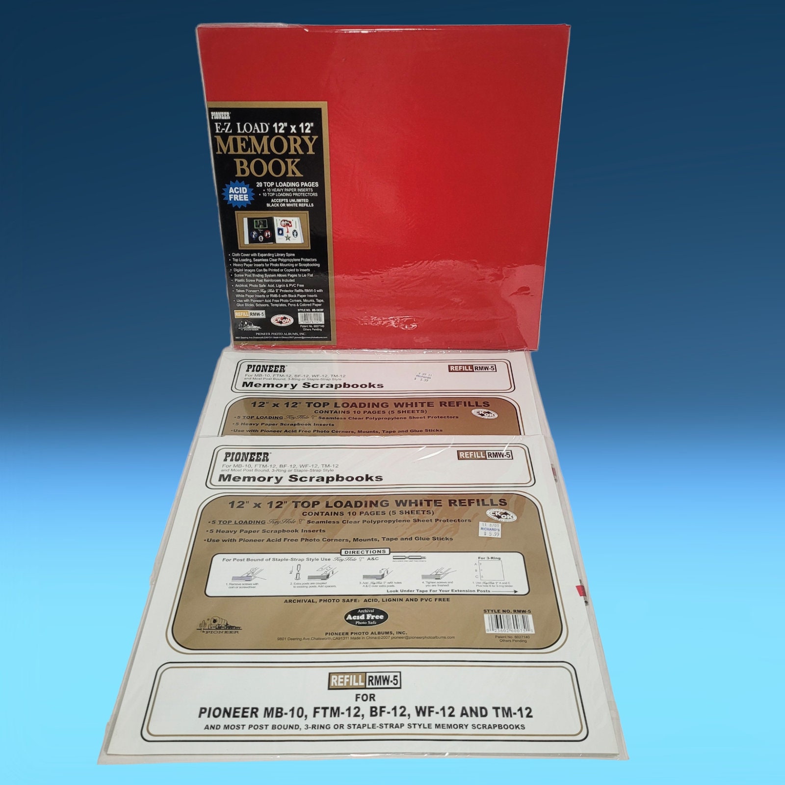 New Red Pioneer E-Z Load Acid-free 12x12 Memory Book Scrapbook W 20 Top ...