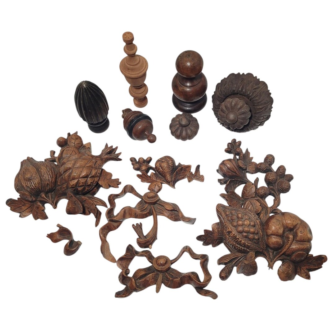 11 Antique Architectural Wooden Finials & Carved Accents Features Craft ...