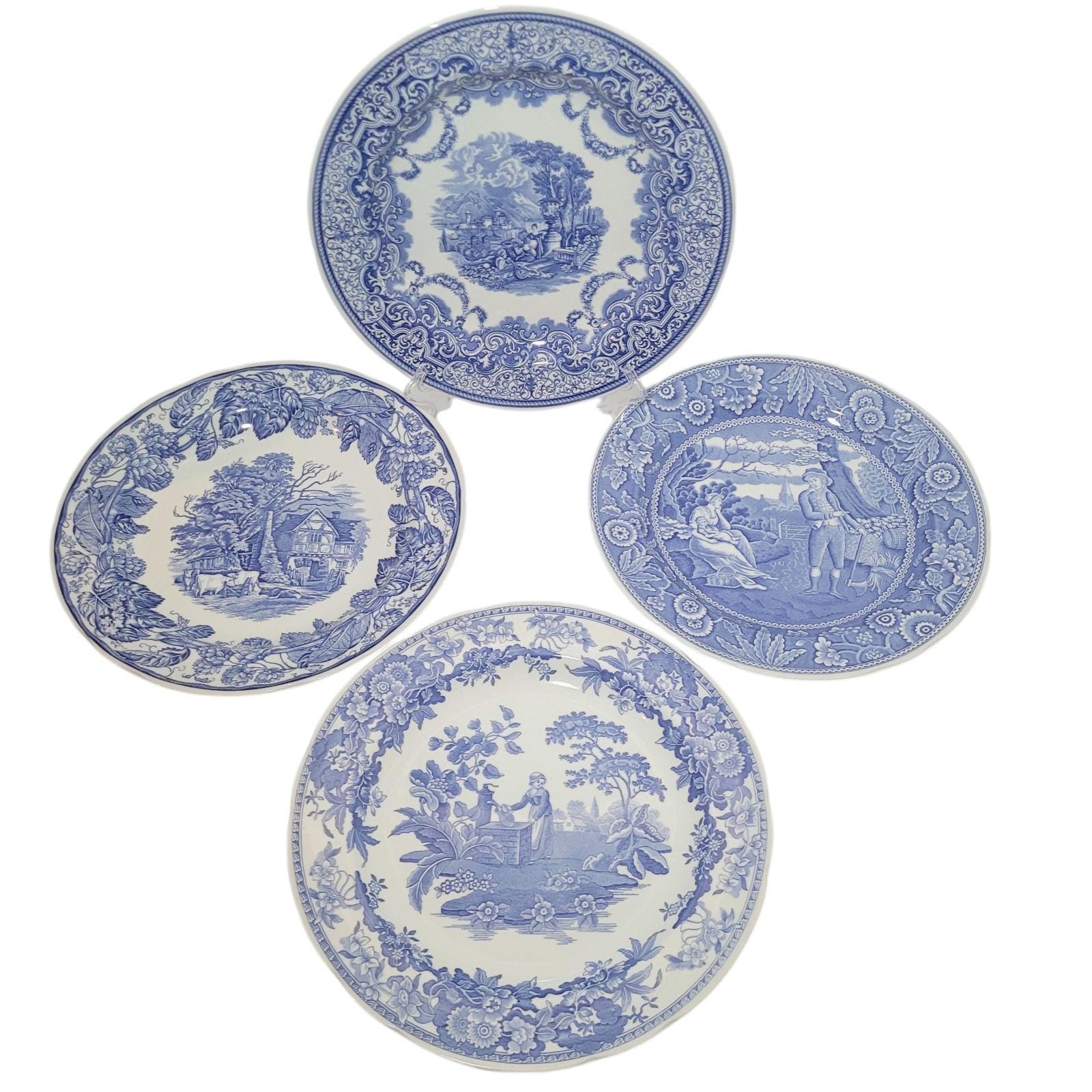 4 Vintage Spode Blue Room Collection Assorted Dinner Plates Set ~ Blue ...