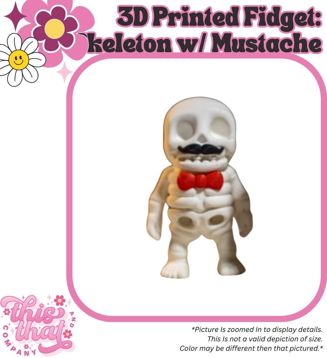 Skeleton With Mustache Articulated Pocket Pal Fidget Toy | Pocket Pal ...