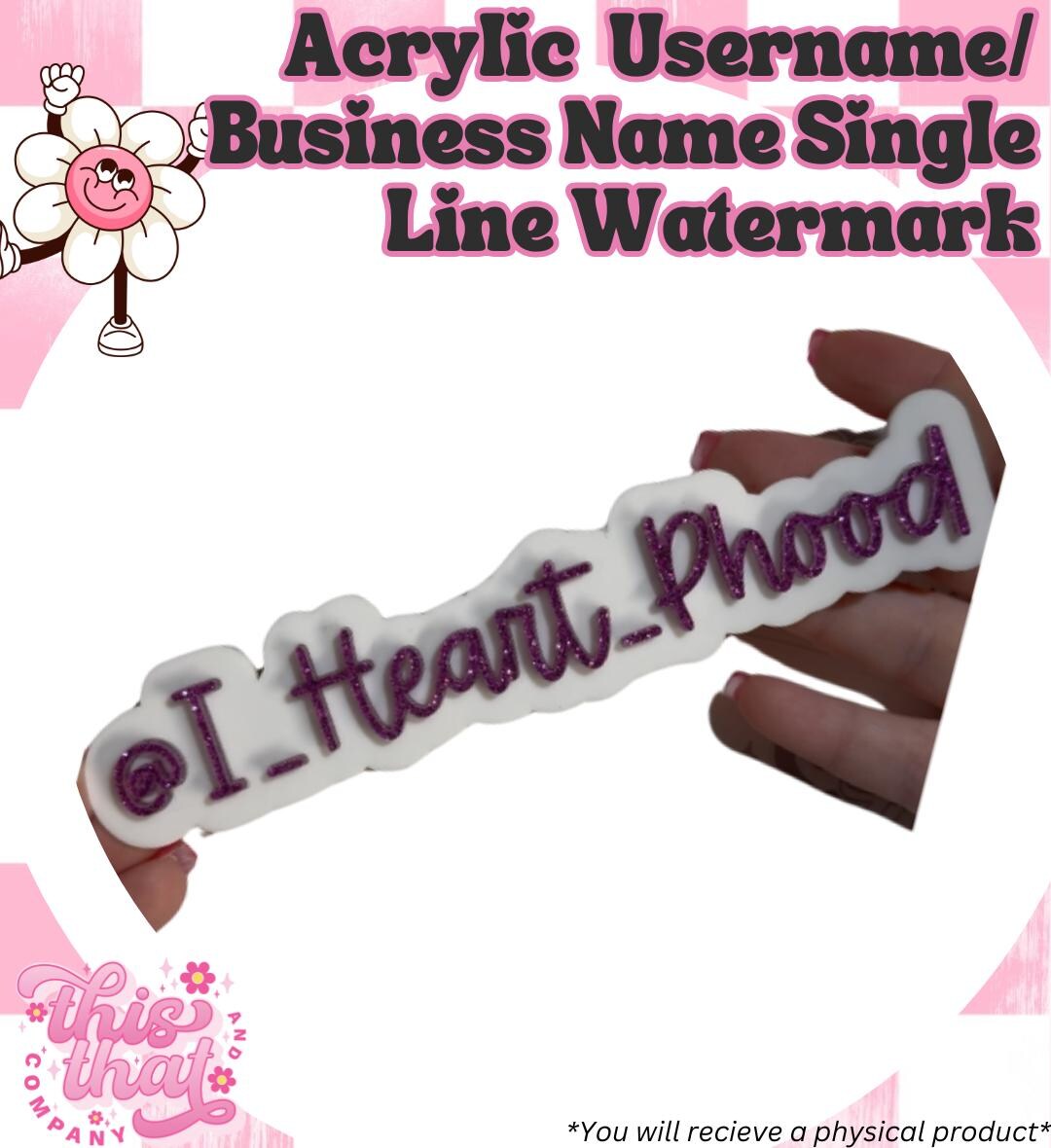 Acrylic Watermark | Acrylic Single Line Username/ Business Name ...