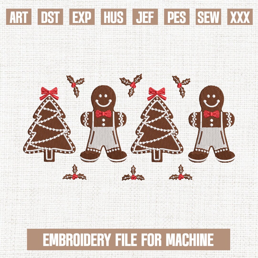 Gingerbread Man Embroidery Designs, Christmas Tree Embroidery Pattern ...