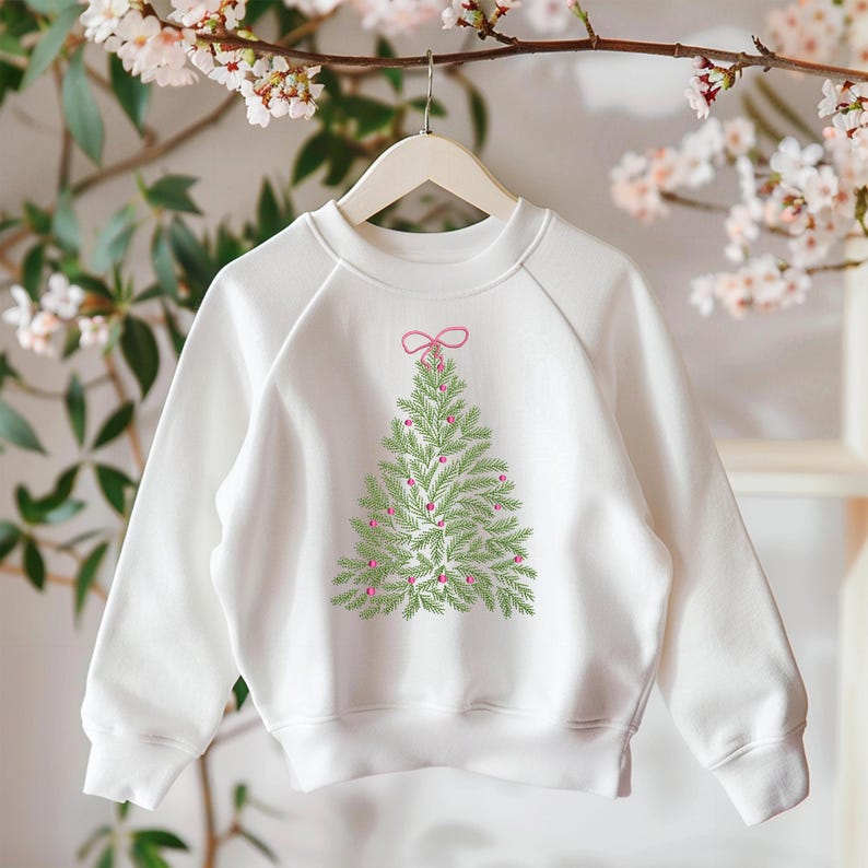 Festive Pine Tree Embroidery Designs, Winter Christmas Tree Embroidery ...