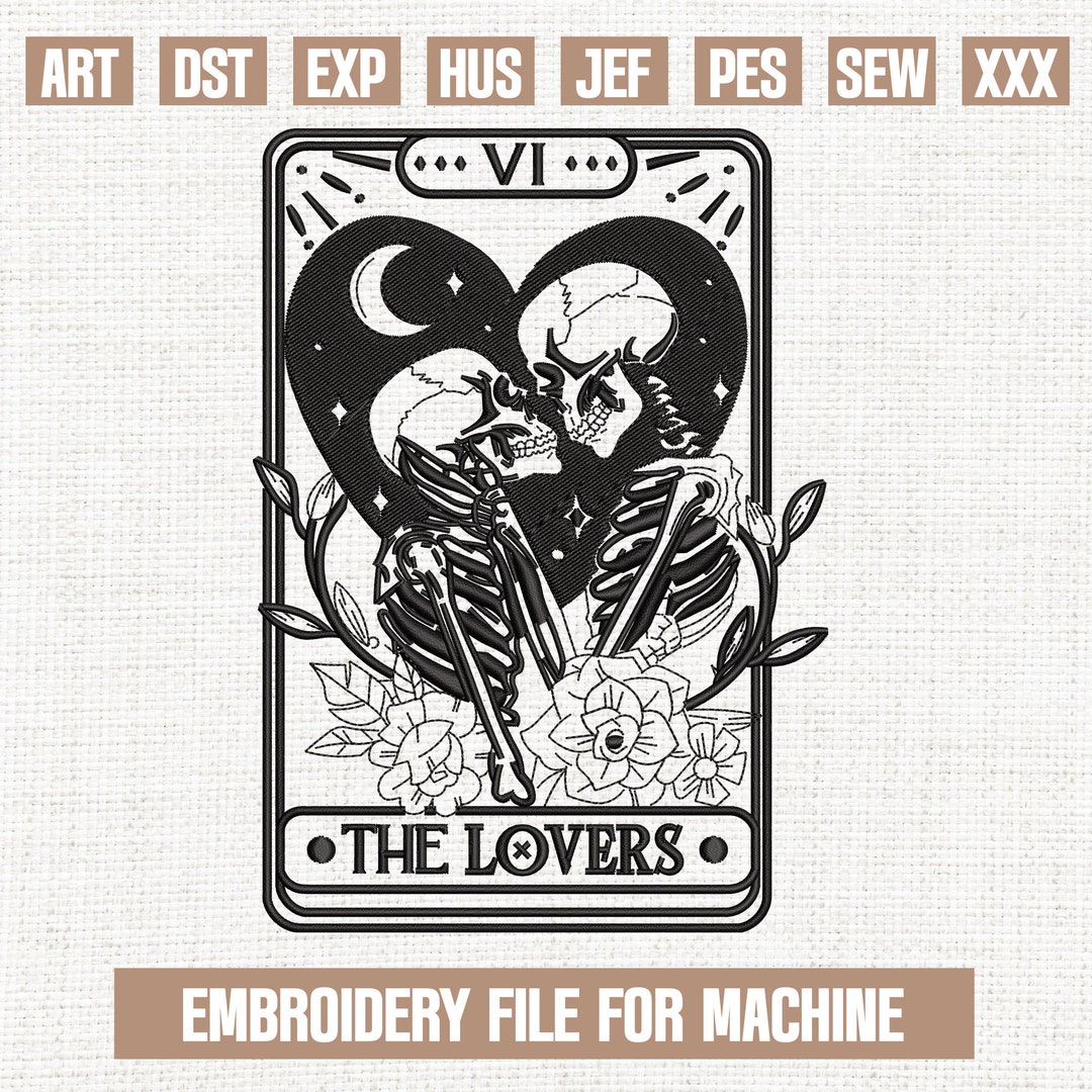 Lovers Tarot Card Embroidery Designs, Halloween Tarot Embroidery ...