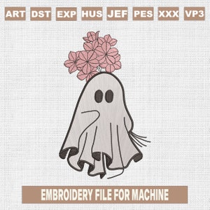 Halloween Floral Ghosts Embroidery Designs, Halloween Embroidery ...