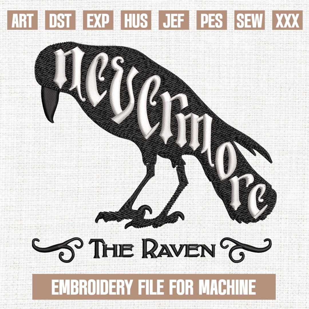 Nevermore the Raven Embroidery Designs, Quoth the Raven Embroidery ...