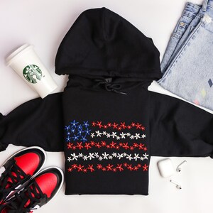 Floral American Flag Embroidery Designs, Red White Blue Flowers ...