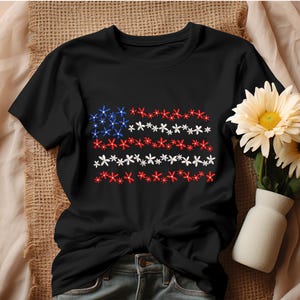 Floral American Flag Embroidery Designs, Red White Blue Flowers ...
