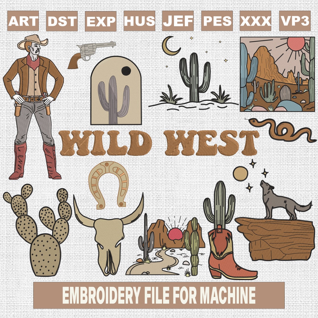 13 Files Wild West Embroidery Designs, Western Embroidery Pattern ...