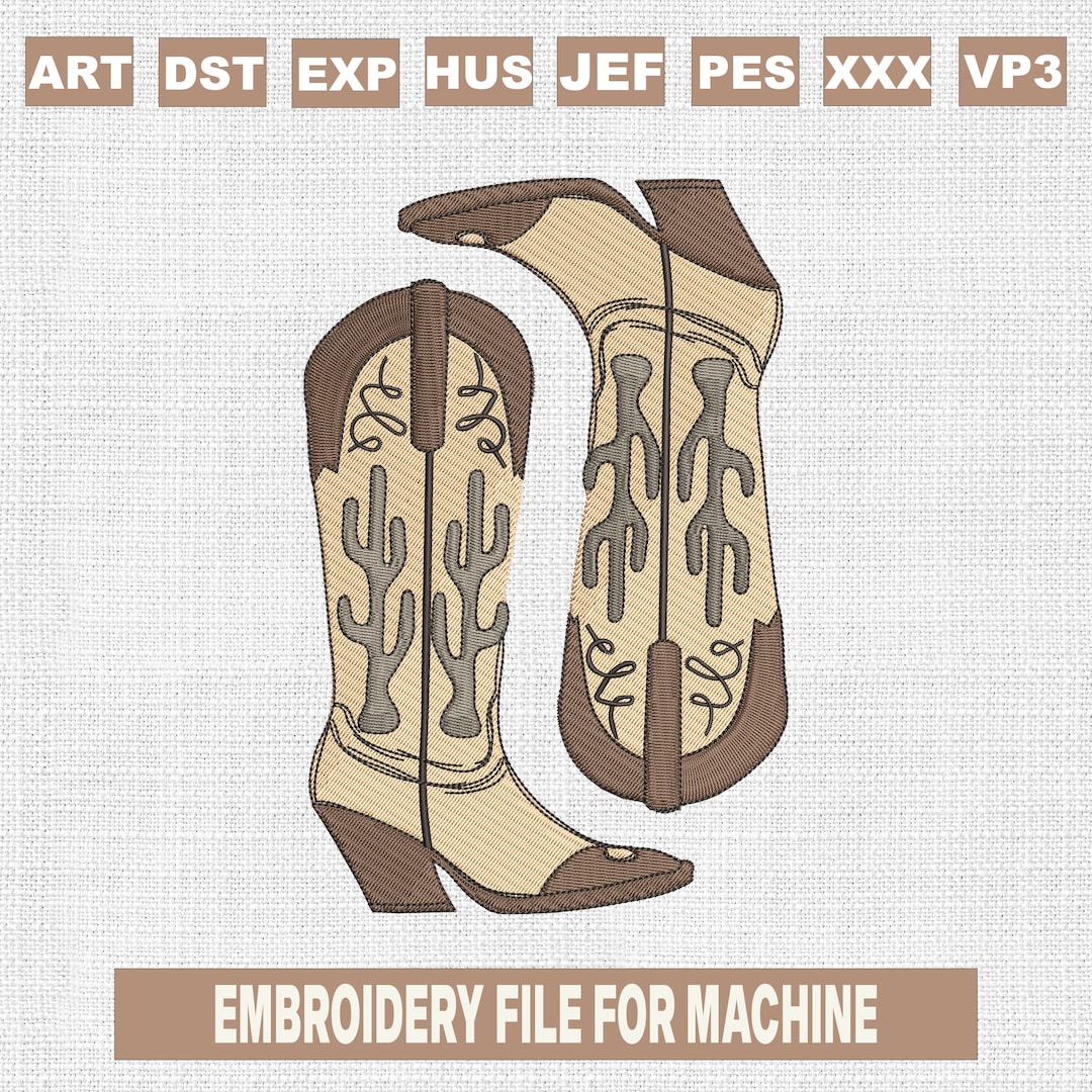 Western Cowboy Boots Embroidery Designs, Western Embroidery Pattern ...