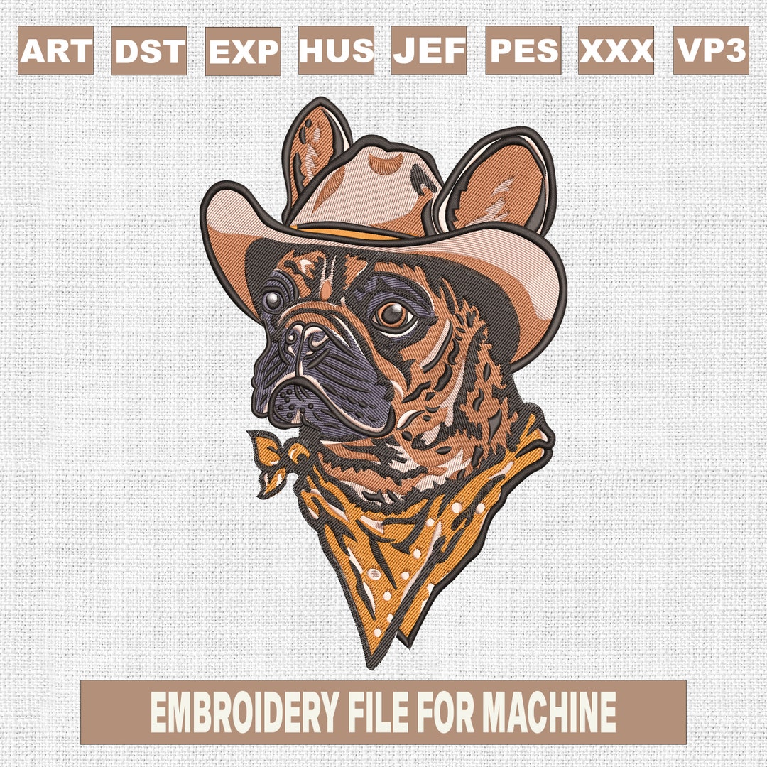 French Bulldog Cowdog Embroidery Designs, Western Dog Embroidery ...