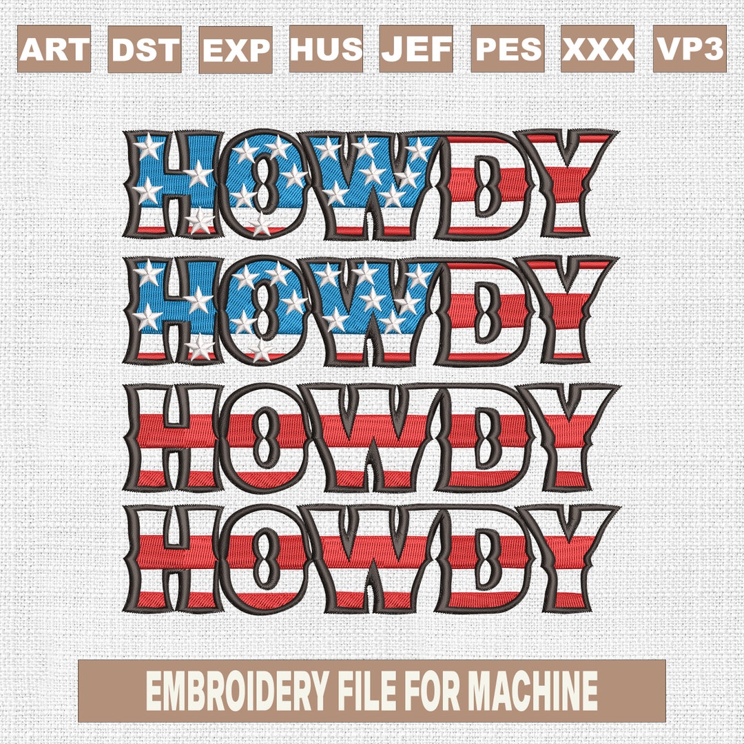 Western 4th of July Embroidery Designs, Howdy 4th of July Embroidery ...