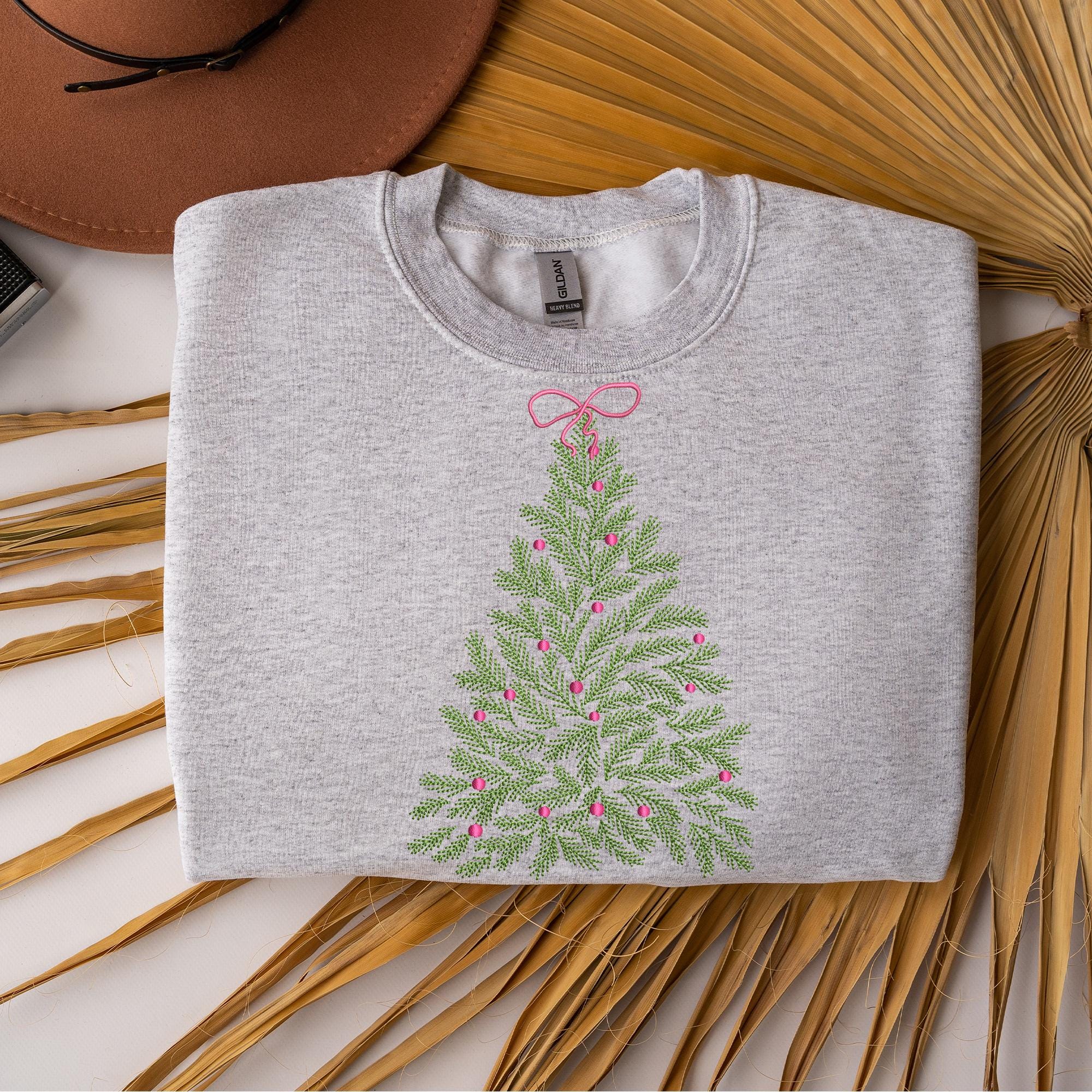 Festive Pine Tree Embroidery Designs, Winter Christmas Tree Embroidery ...