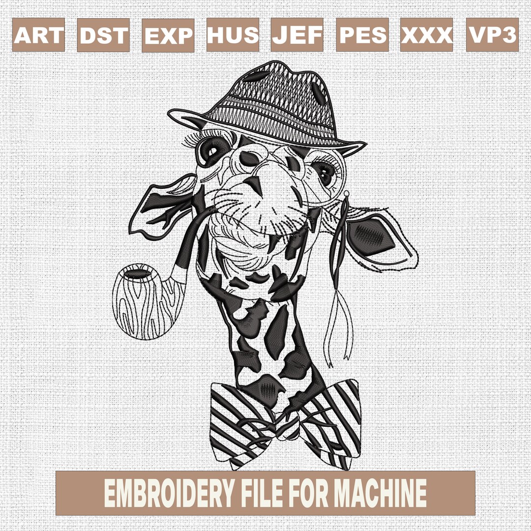 Giraffe Head Embroidery Designs, Giraffe Embroidery Pattern, Funny ...