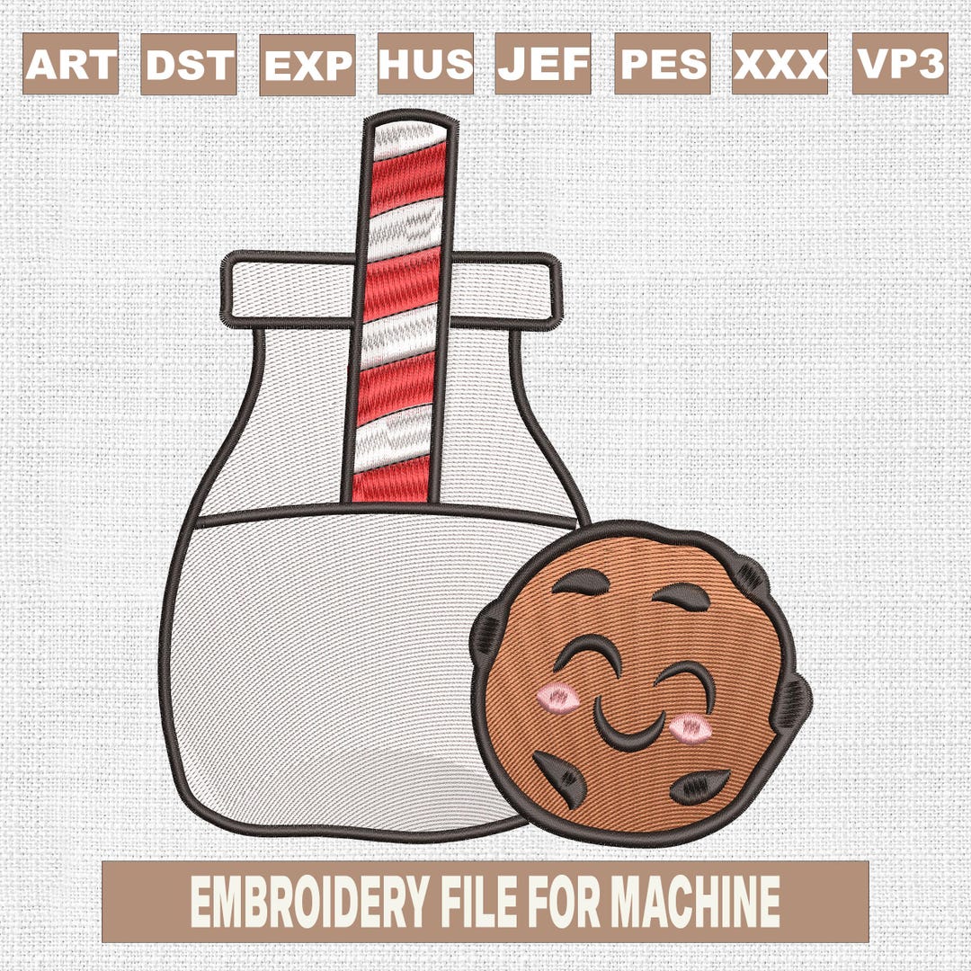 Milk and Cookie Embroidery Designs, Best Friend Embroidery Pattern ...