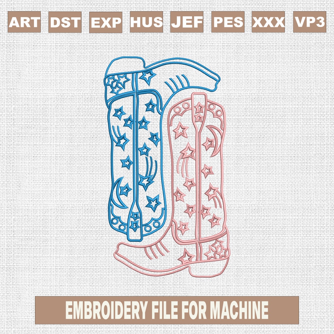 American Cowboy Boots Embroidery Designs, Cowgirl Embroidery Pattern ...