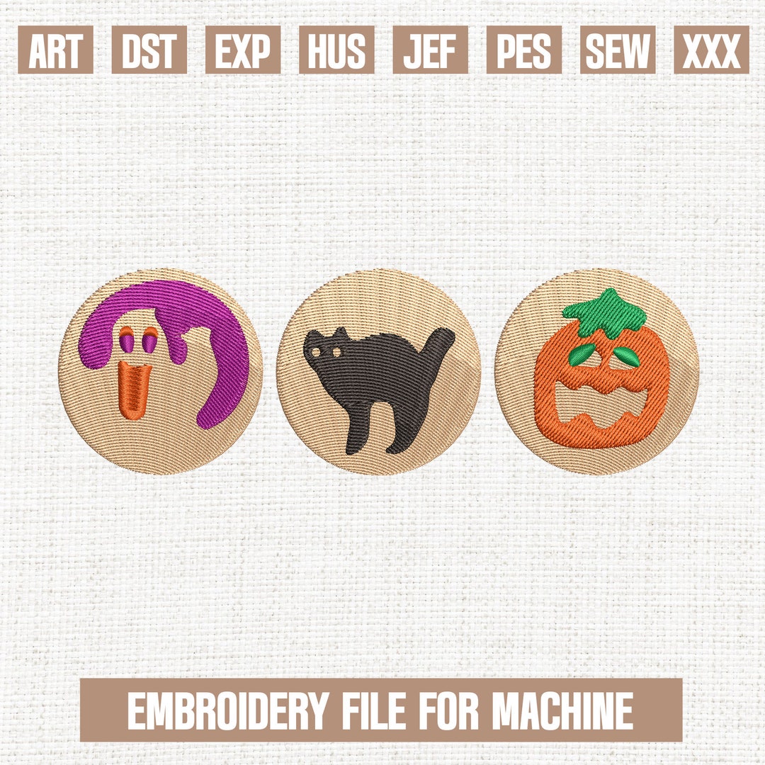 Halloween Sugar Cookie Embroidery Designs, Halloween Face Embroidery ...