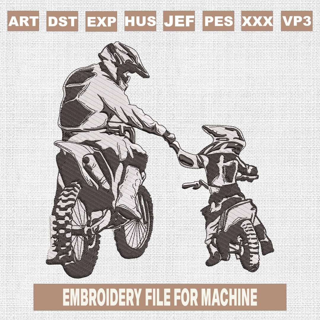 Father and Son Motocross Embroidery Designs, Father's Day Embroidery ...