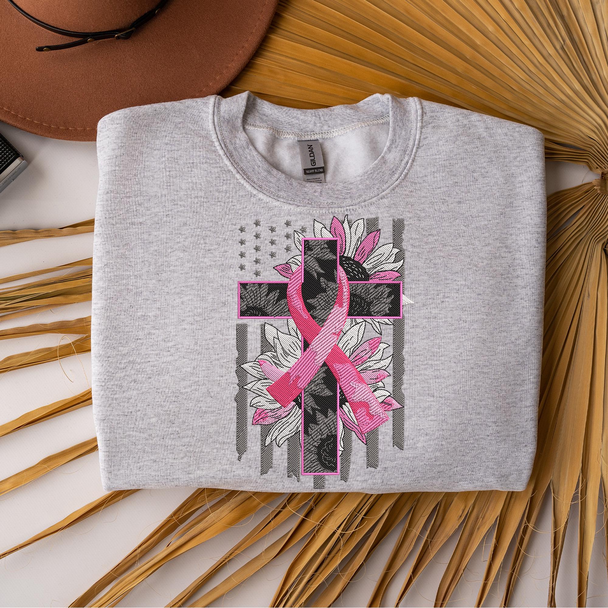 Cancer Cross Ribbon Embroidery Designs, Cancer Awareness Embroidery ...