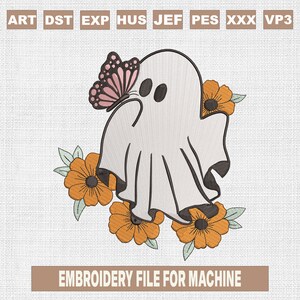 Halloween Floral Ghosts Embroidery Designs, Halloween Embroidery ...