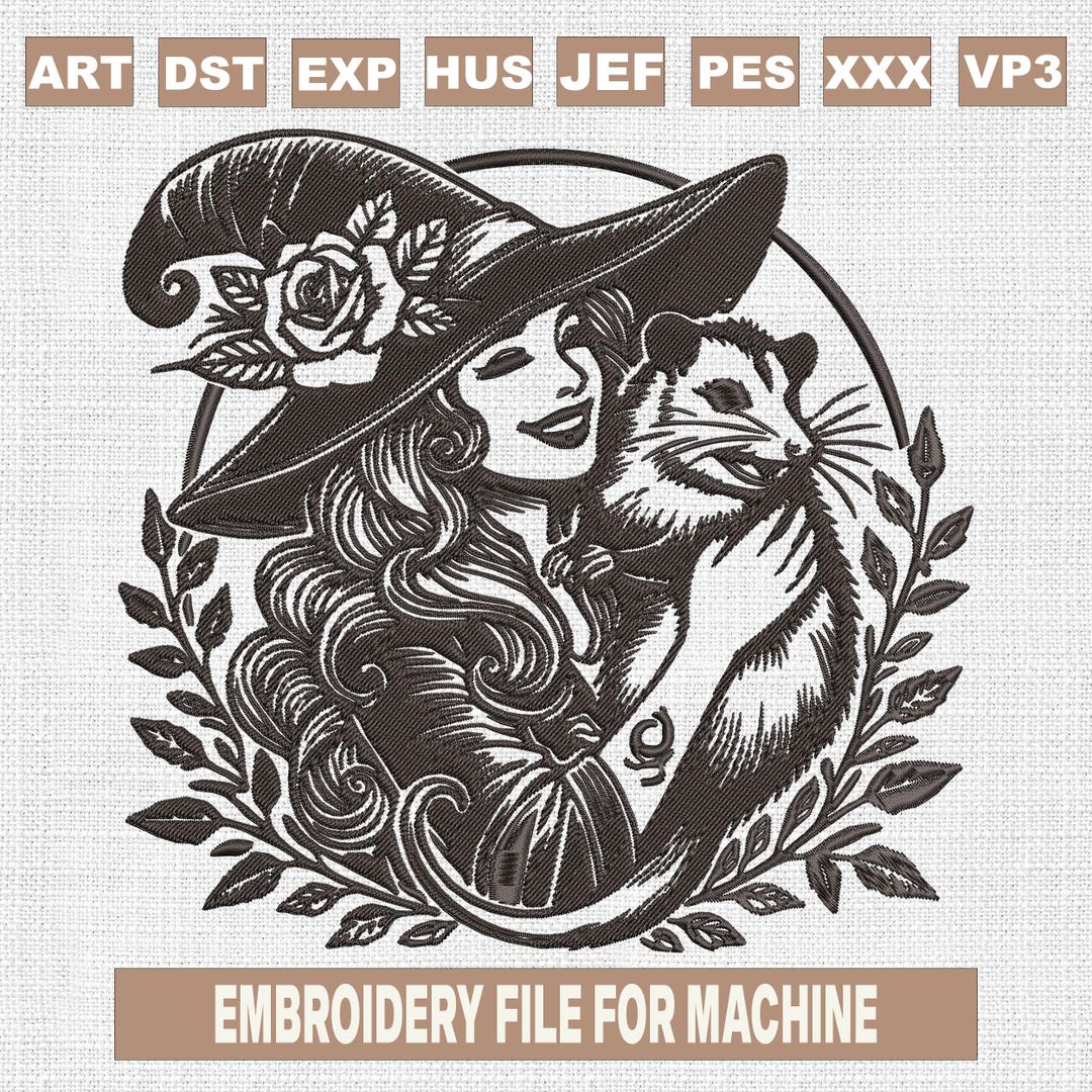 Girls Witch Embroidery Designs, Witchy Vibes Embroidery Pattern ...