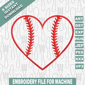 4 Files Baseball Applique Machine Embroidery, Heart Baseball Embroidery ...