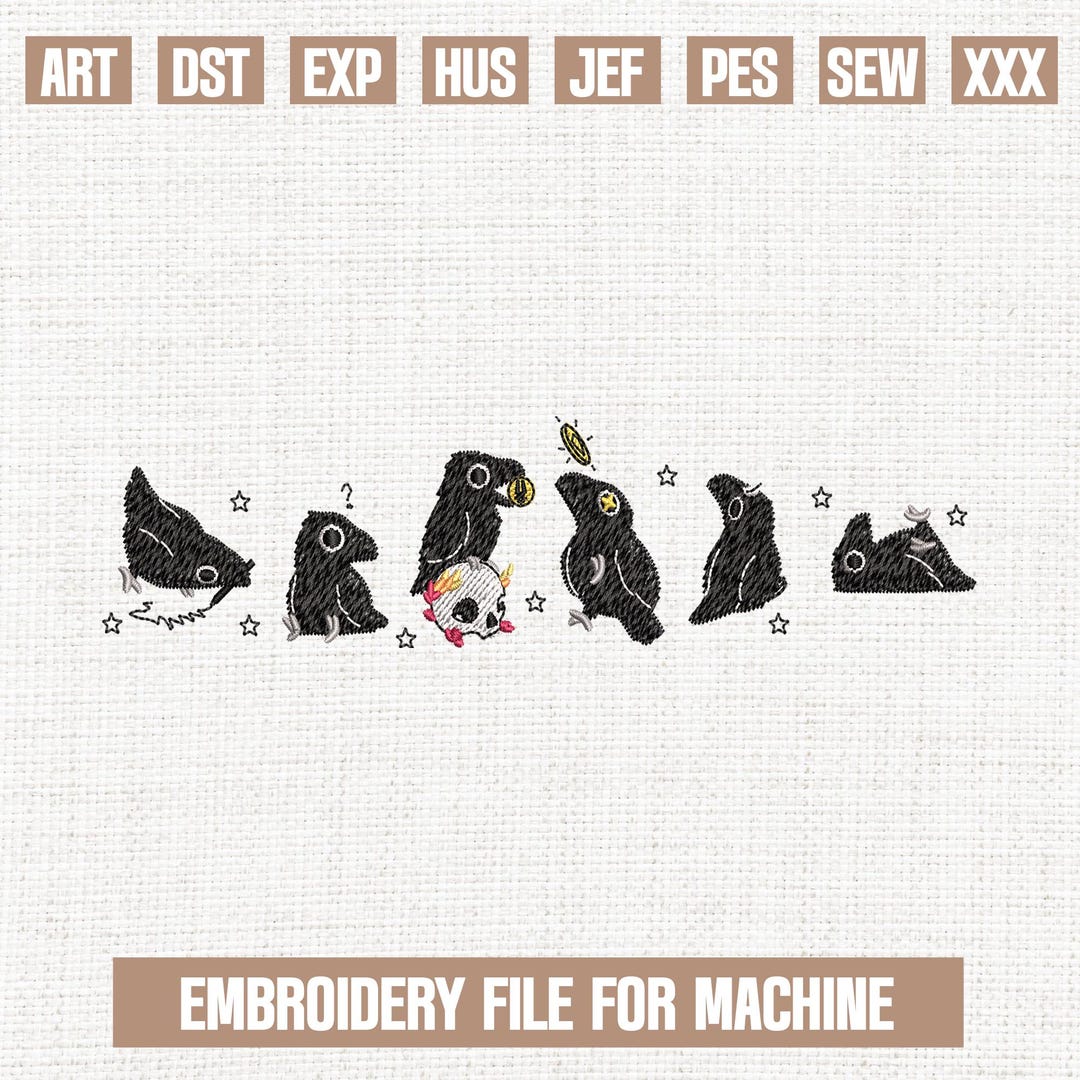 Funny Raven Lover Embroidery Designs, Black Crow Embroidery Pattern ...