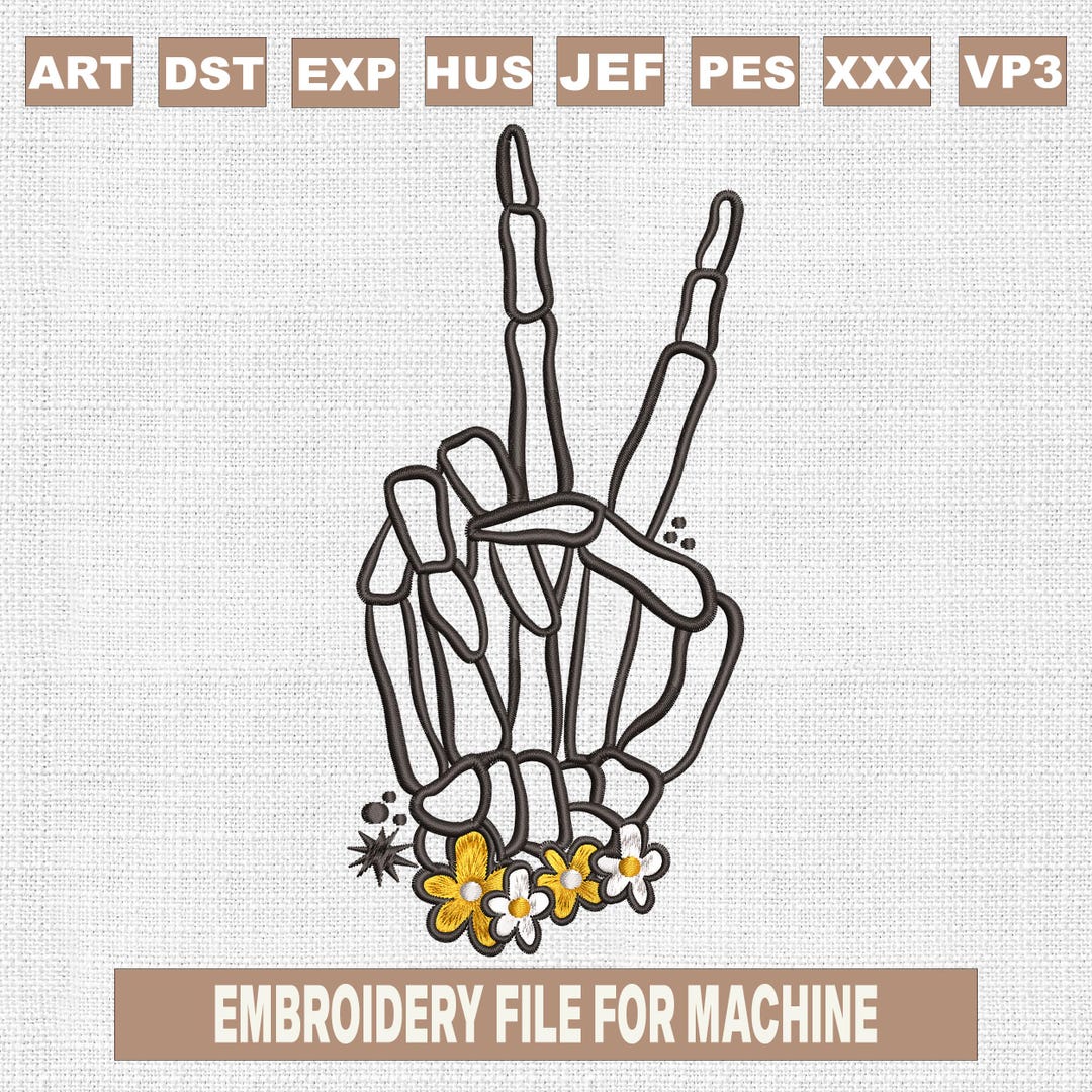 Skeleton and Flowers Embroidery Designs, Skeleton Hand Embroidery ...