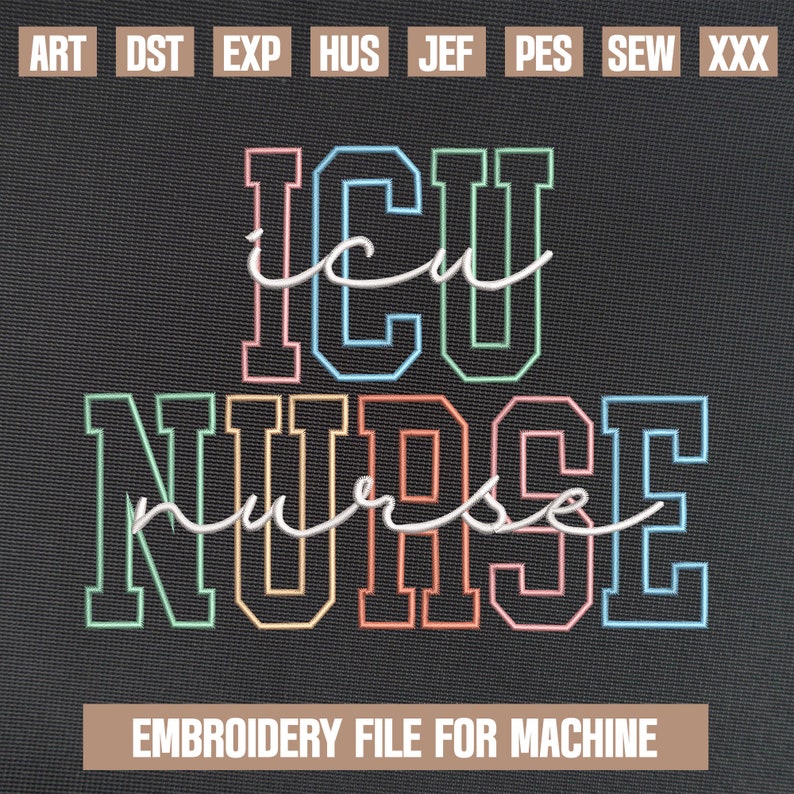 Icu Nurses Applique Embroidery Designs, Nurse Embroidery Pattern, Icu ...