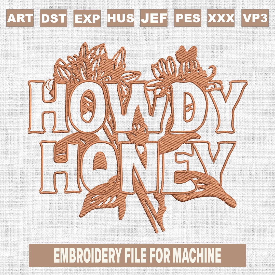 Howdy Honey Honeysuckle Plant Embroidery Designs, Western Embroidery ...