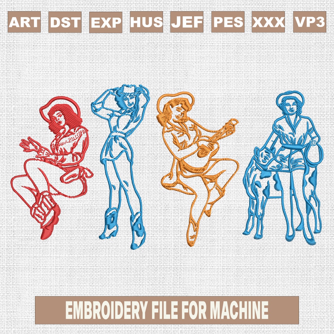 Retro Western Cowgirl Embroidery Designs, Western Embroidery Pattern ...