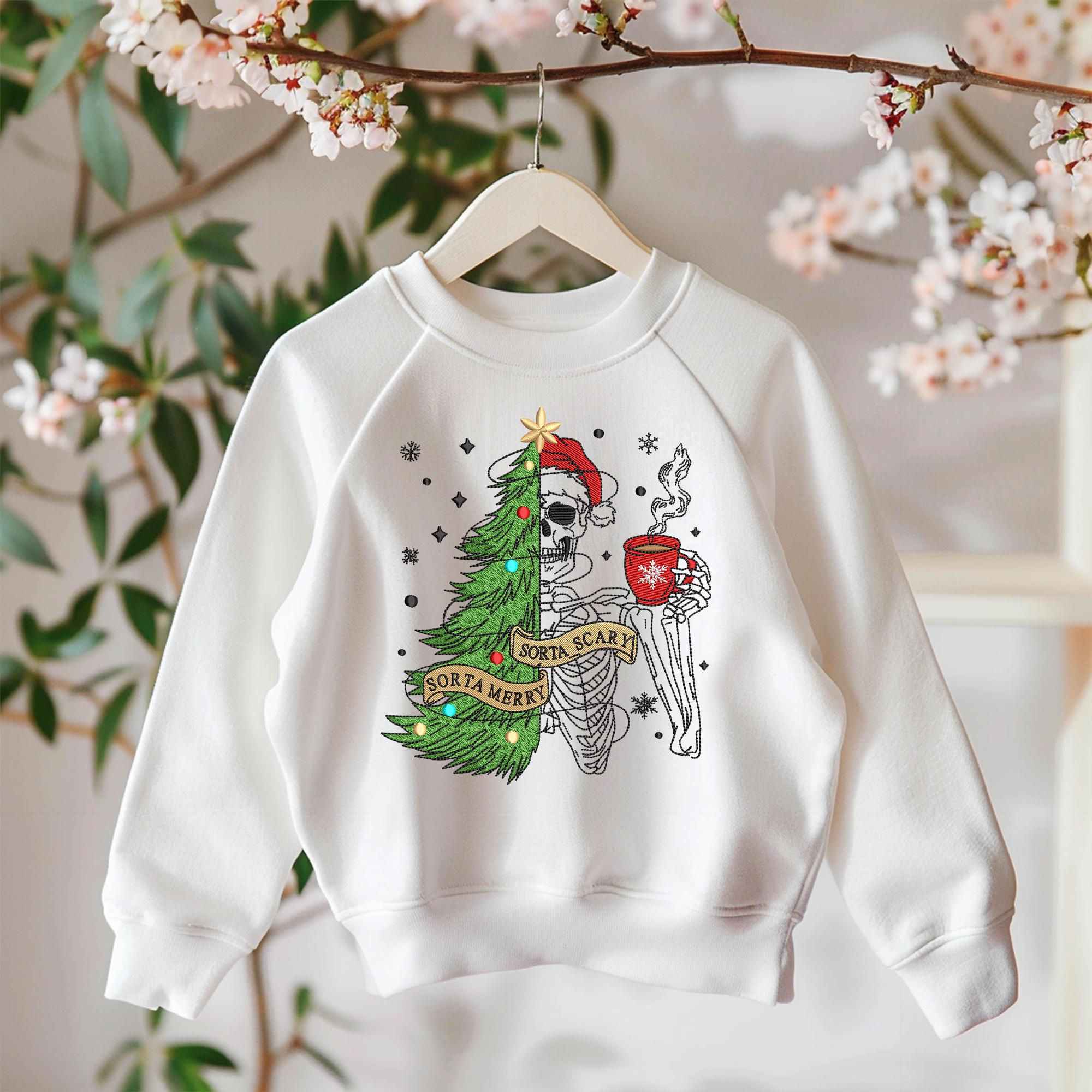 Sorta Merry Sorta Scary Embroidery Designs, Skeleton Embroidery Pattern ...