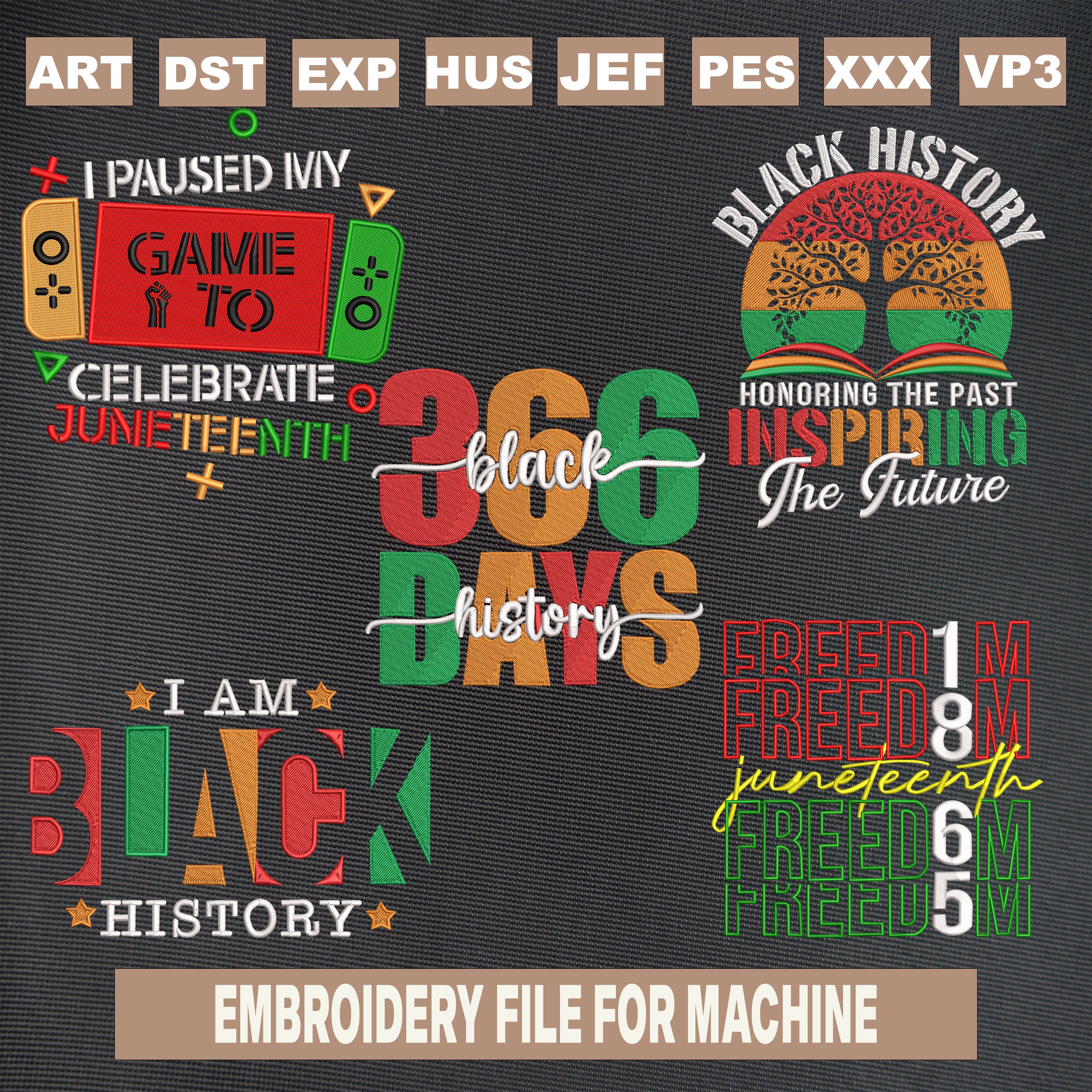 25+ Juneteenth Embroidery Designs, Bundle Juneteenth Embroidery Pattern ...