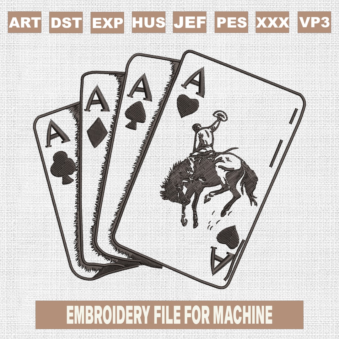 Cowboy Playing Cards Western Embroidery Designs, Western Embroidery ...