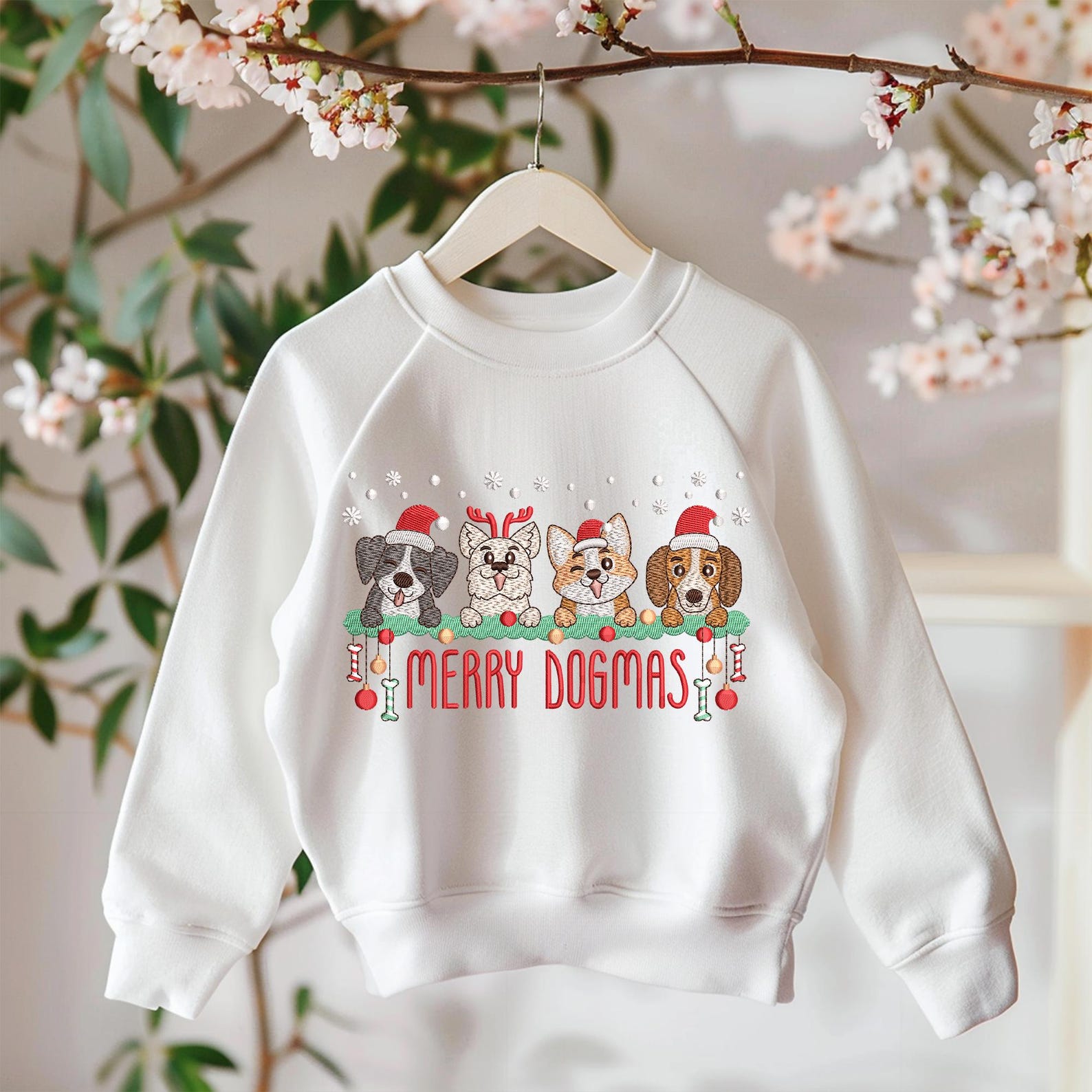 Diseños de bordado de Merry Dogmas, patrón de bordado navideño de ...