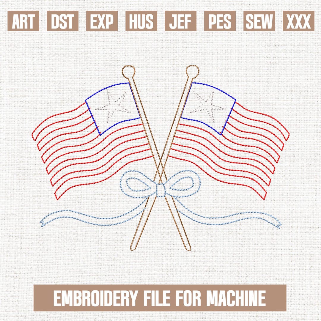 Patriotic Crossed Flags Embroidery Designs, 4th of July Bow USA Flag ...
