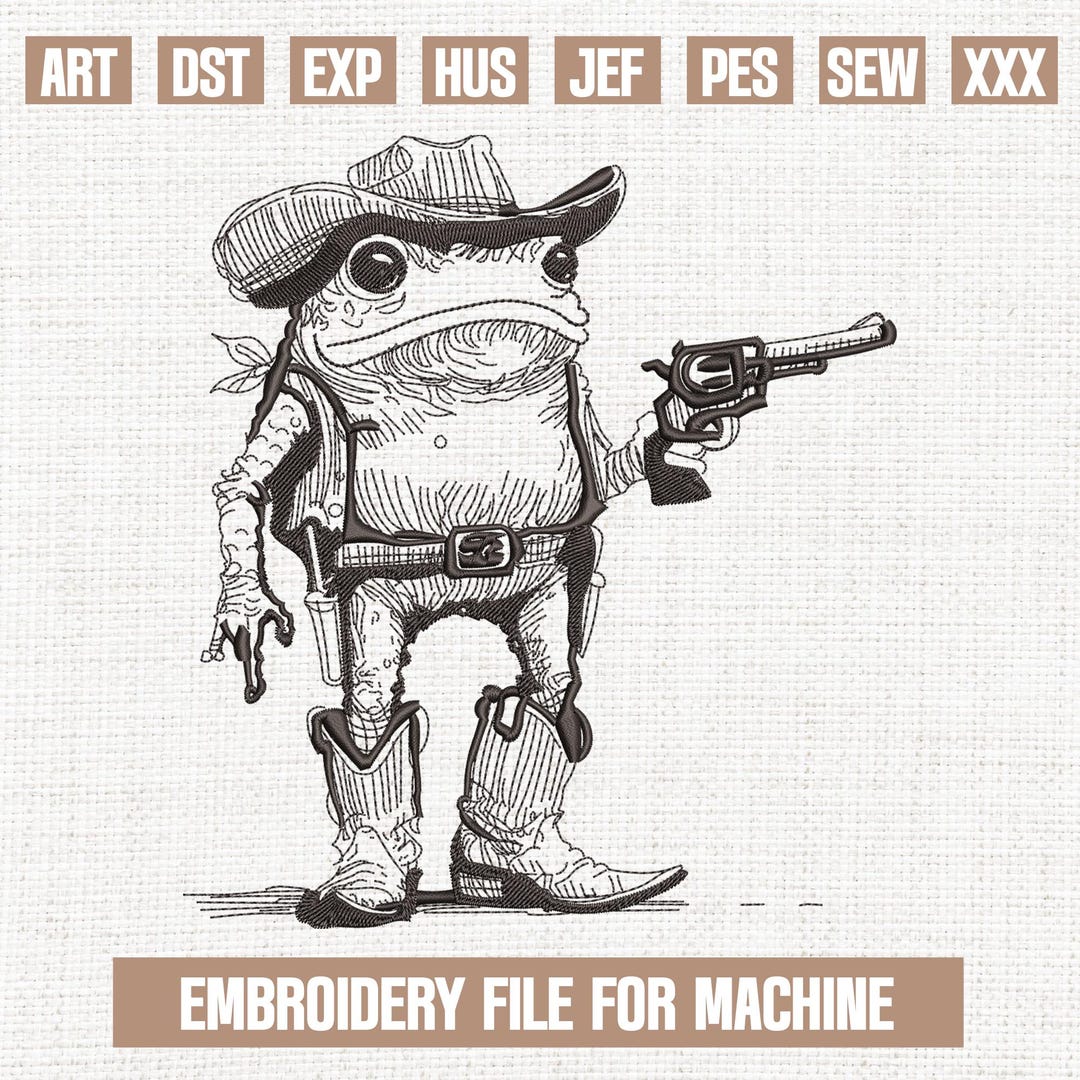 Vintage Country Embroidery Designs, Frog Cowboy Embroidery Pattern ...