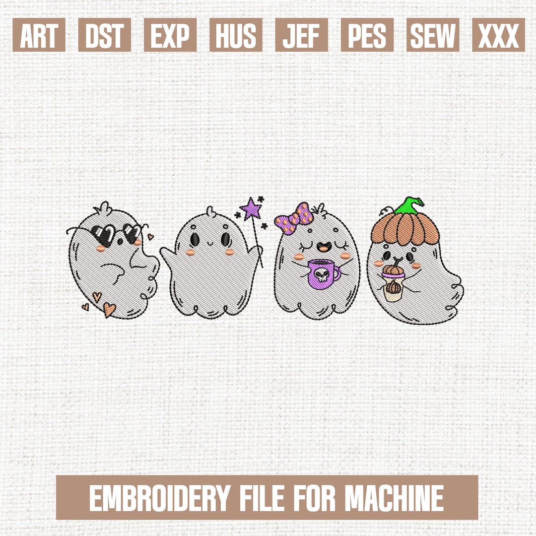 Cute Ghost Embroidery Designs, Ghost Halloween Embroidery Pattern ...