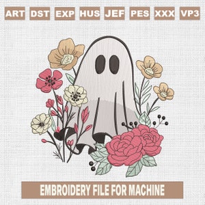Halloween Floral Ghosts Embroidery Designs, Halloween Embroidery ...