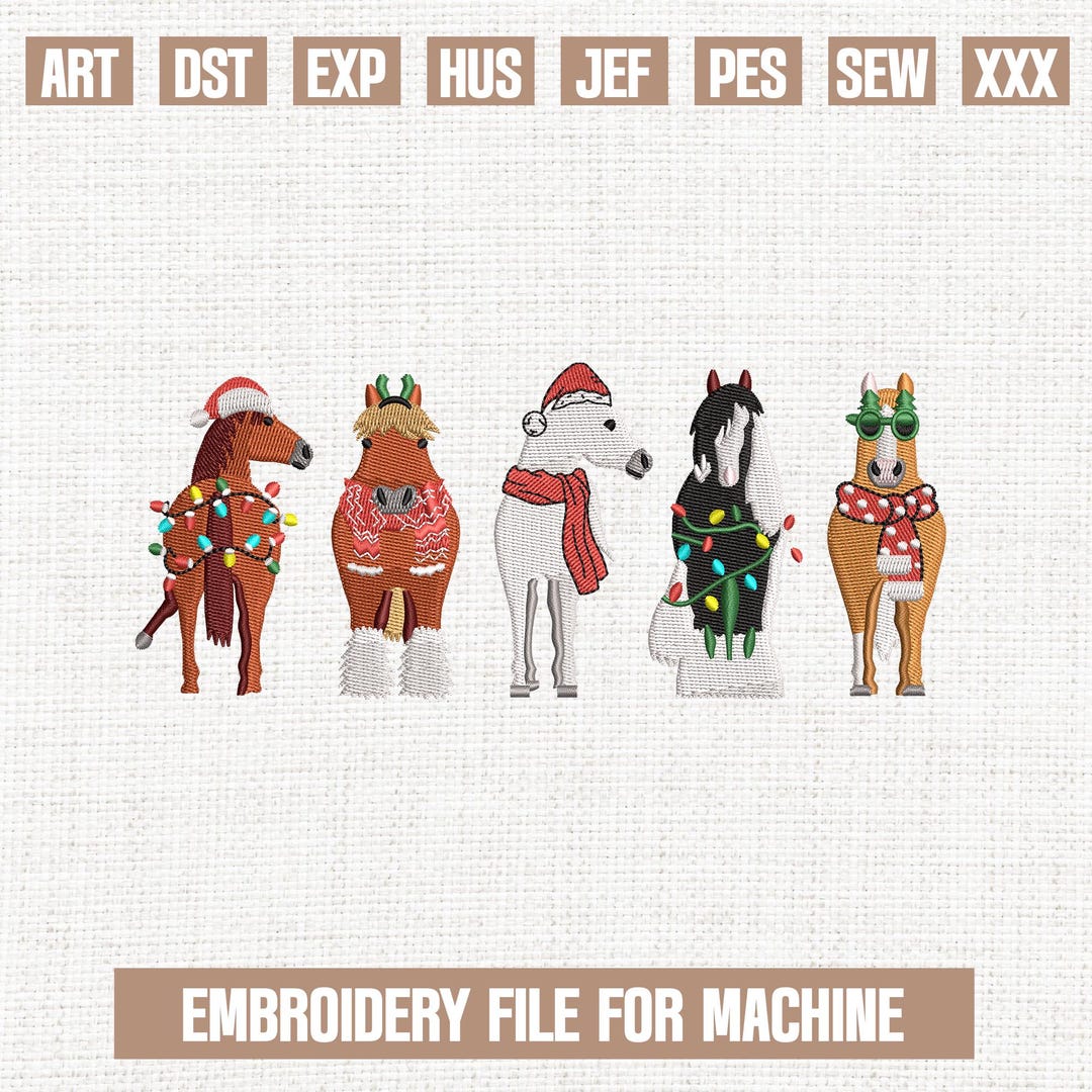 Horse Christmas Embroidery Designs, Horse Lover Embroidery Pattern ...