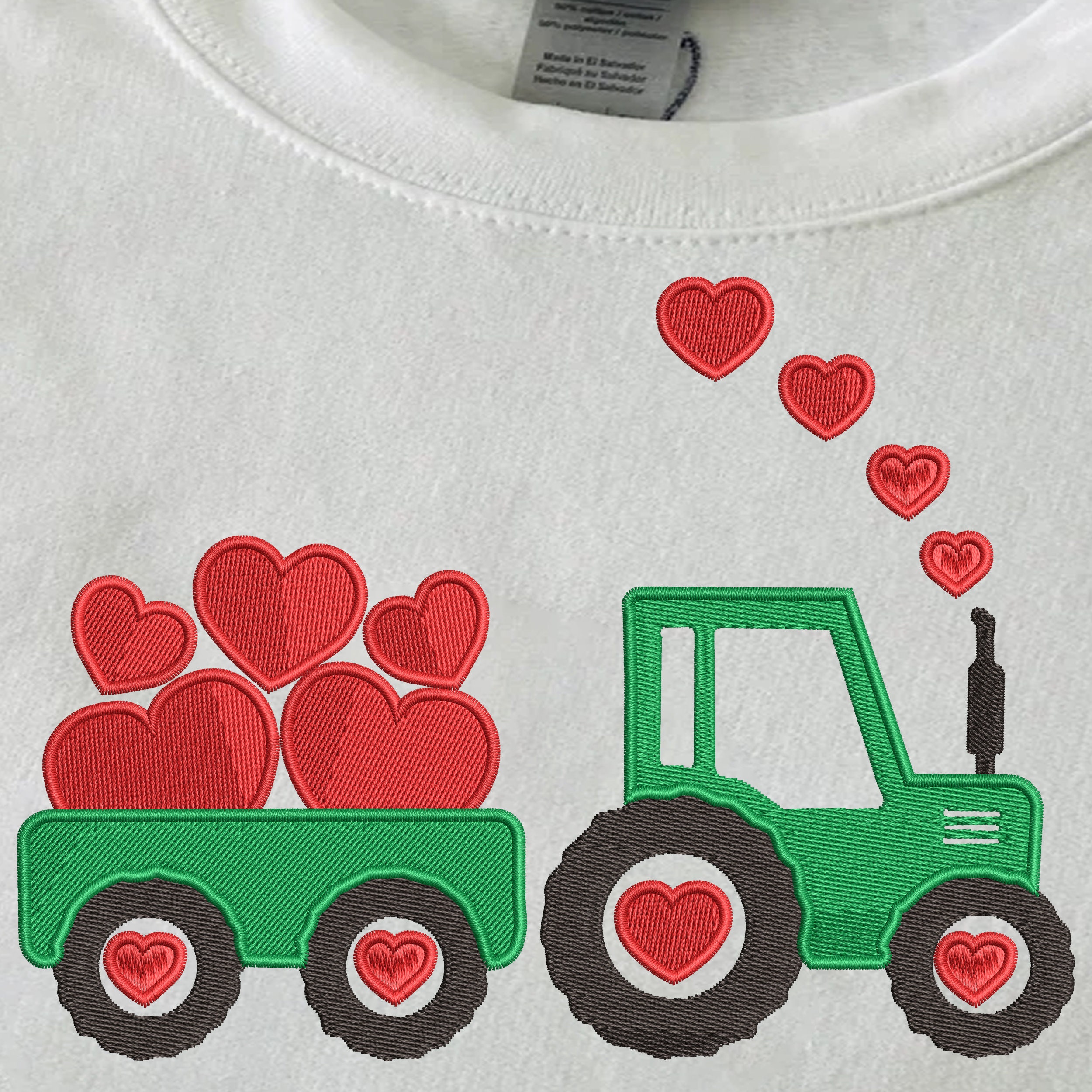 Valentine's Day Tractor Embroidery Designs Files, Love Heart Tractor ...