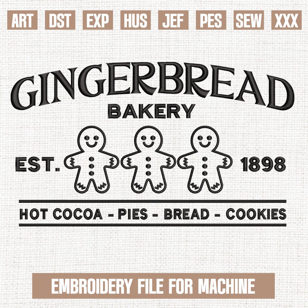 Christmas Gingerbread Embroidery Designs, Cute Ginger Baker Embroidery ...