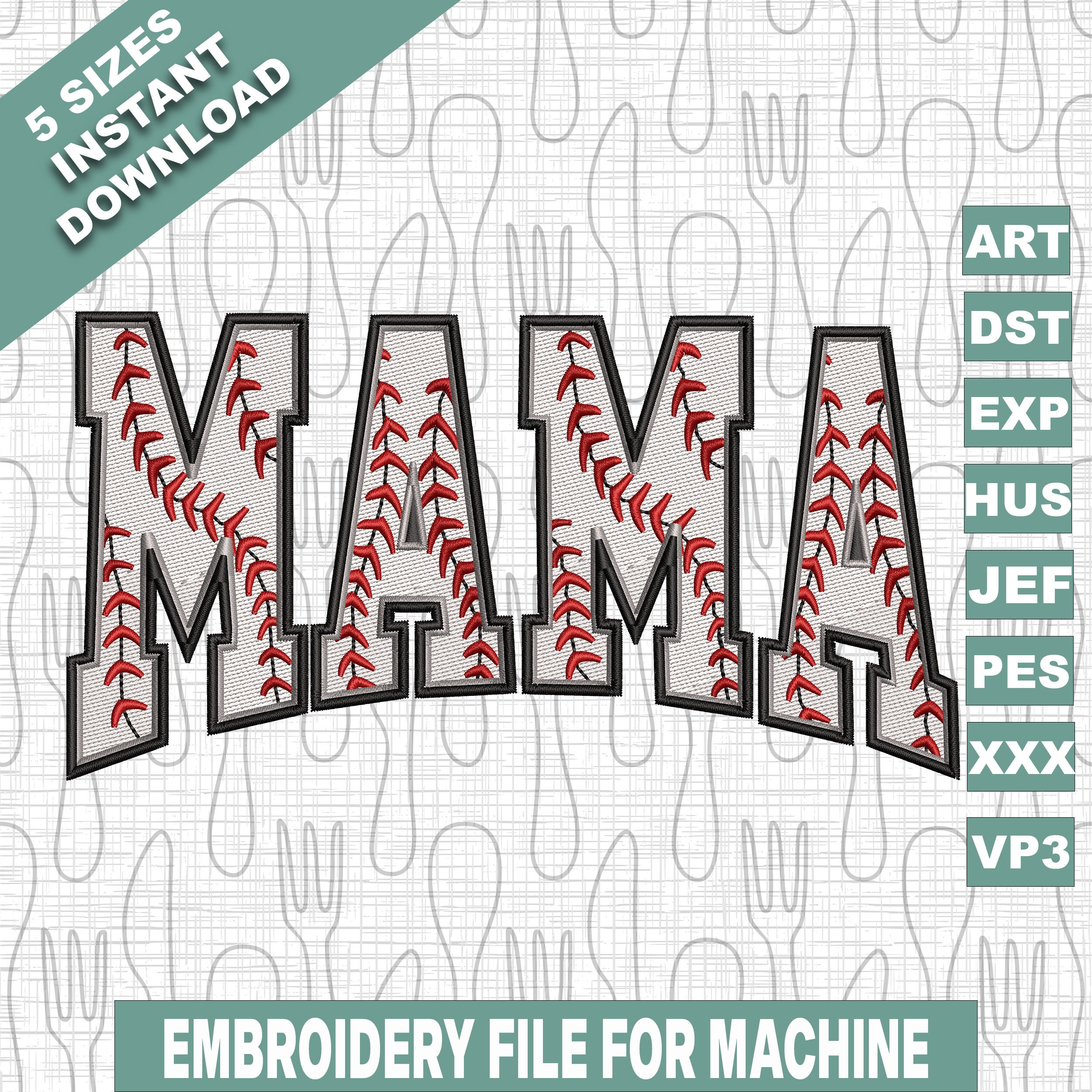 Baseball Mama Embroidery Designs, Mothers Day Machine Embroidery Designs, Mama Embroidery ...