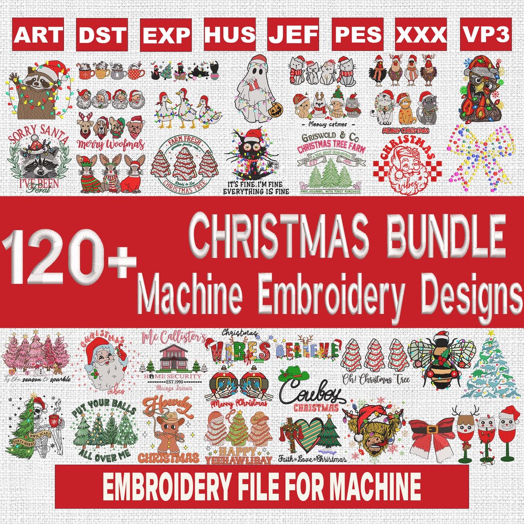 120+ Christmas Embroidery Designs,bundle Christmas Embroidery Pattern ...