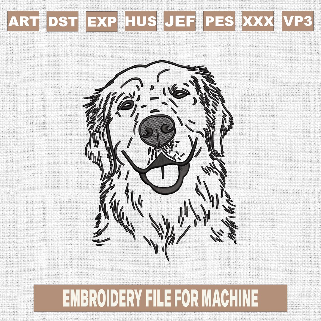 Golden Retriever Dog Embroidery Designs, Dog Embroidery Pattern, Pet ...