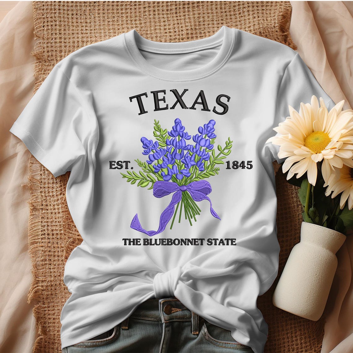 Texas Bluebonnet Embroidery Designs, Floral Texas Embroidery Pattern ...