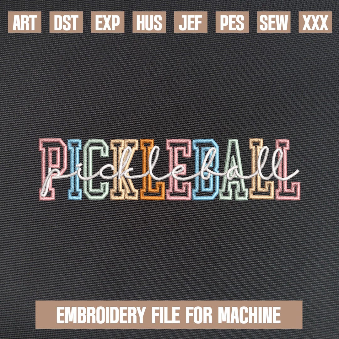 Pickleball Applique Embroidery Designs, Font Pickleball Embroidery ...