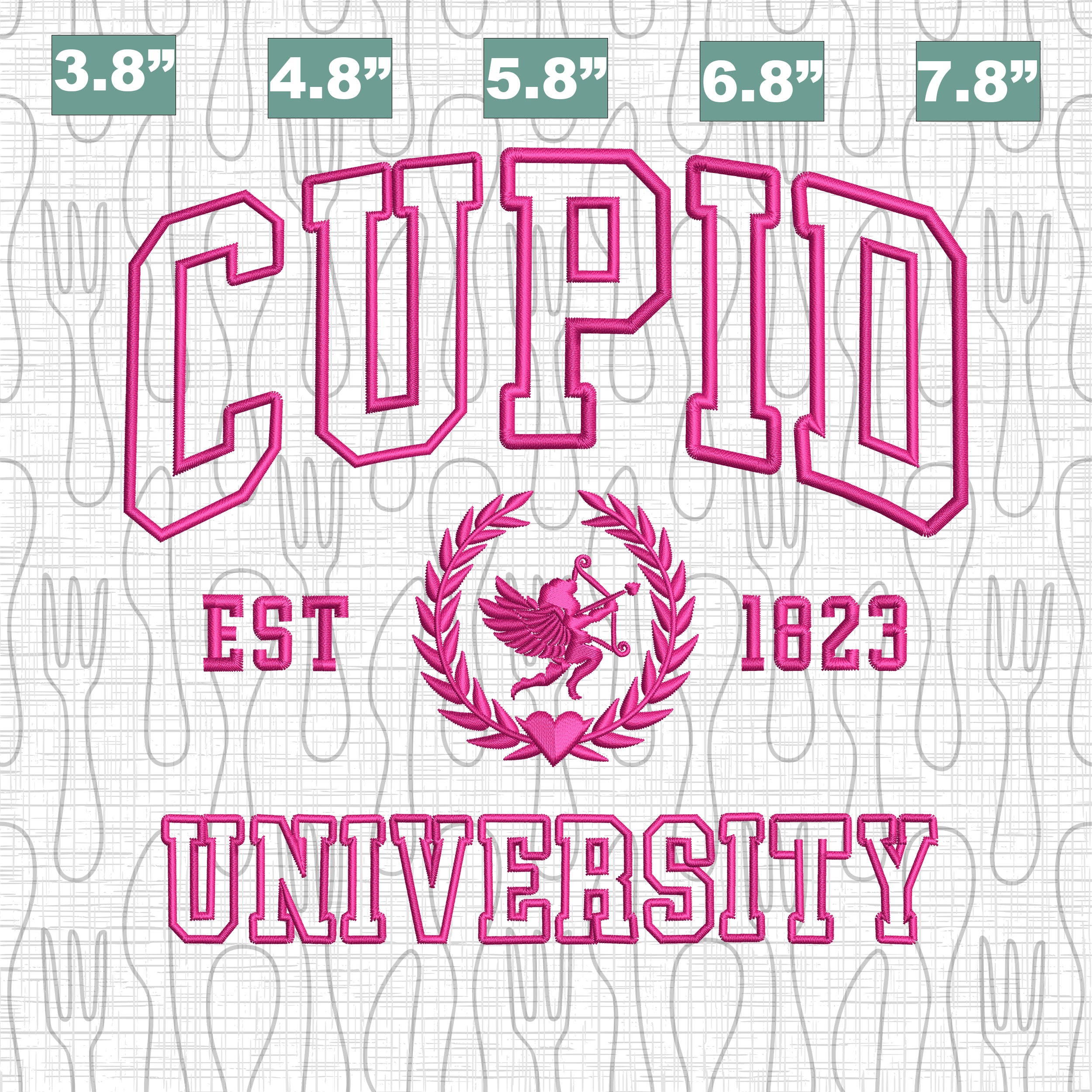 Cupid University Embroidery Designs Files, Valentine's Day Embroidery ...