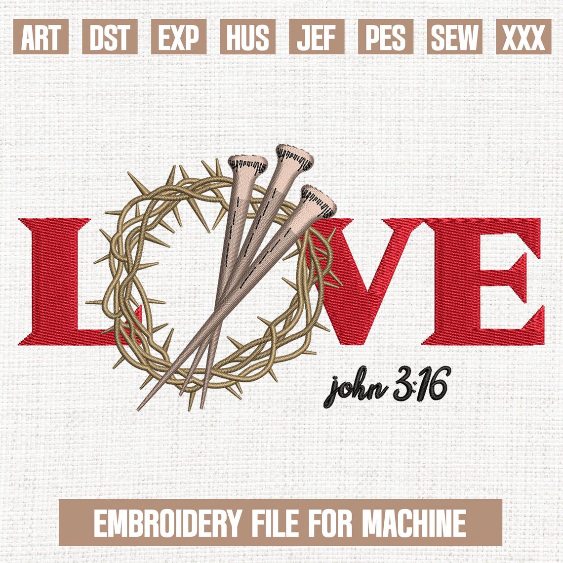 Christian Love Embroidery Designs, Religious Easter Embroidery Pattern ...