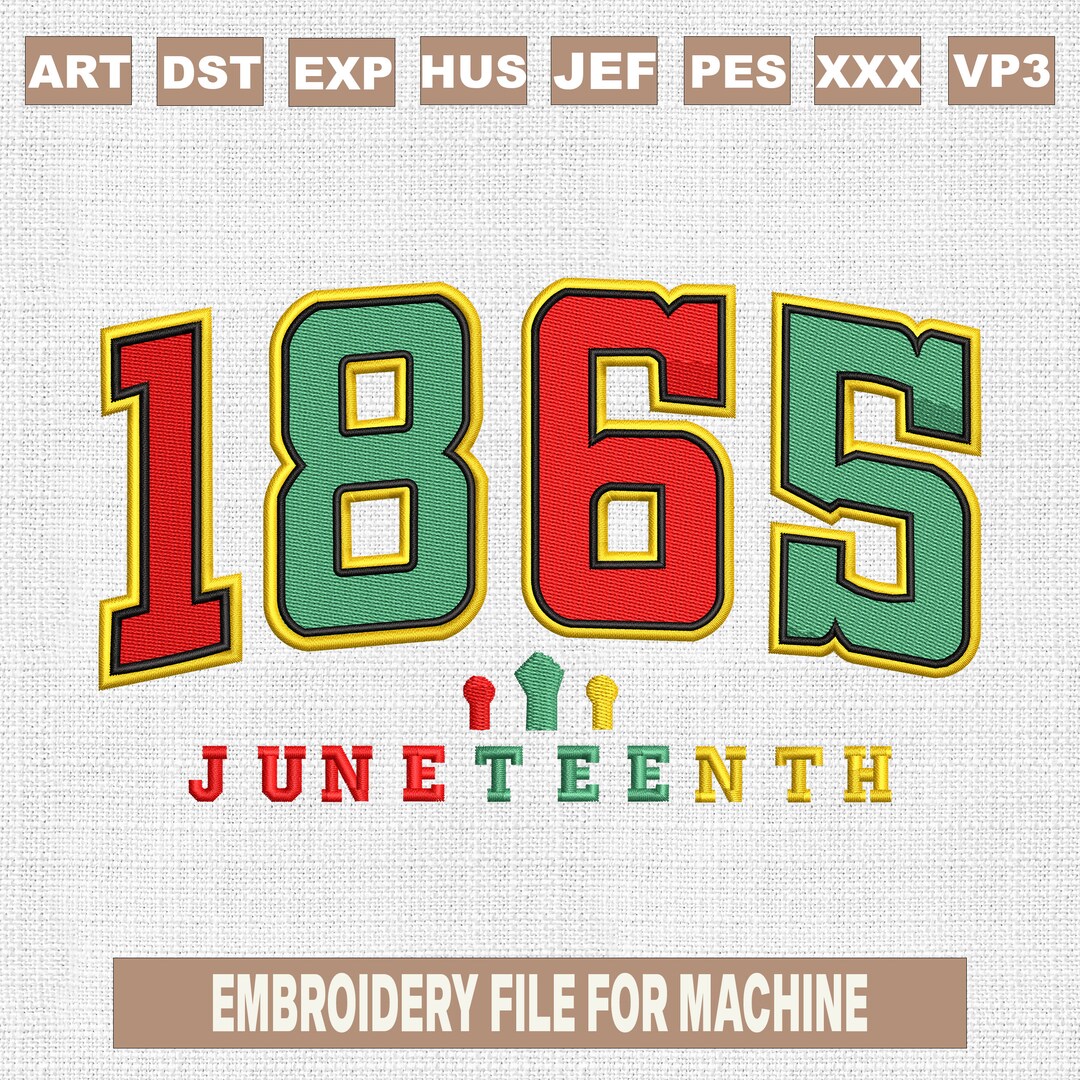1865 Juneteenth Embroidery Designs, Black History Embroidery Pattern ...